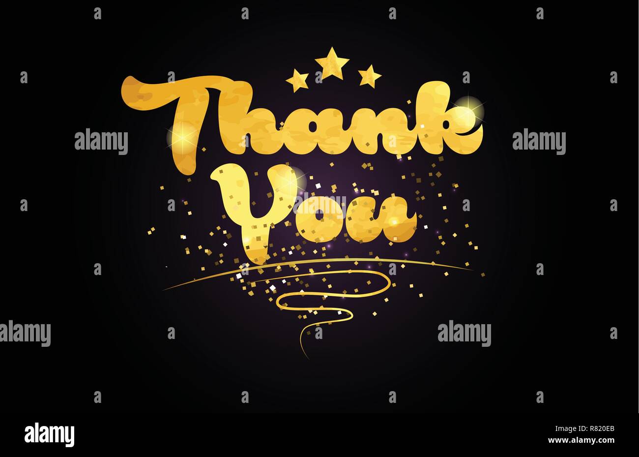 thank you word with star and golden color suitable for card icon or ...