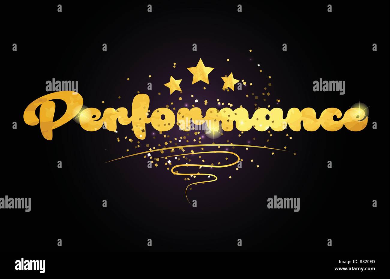 performance word with star and golden color suitable for card icon or ...