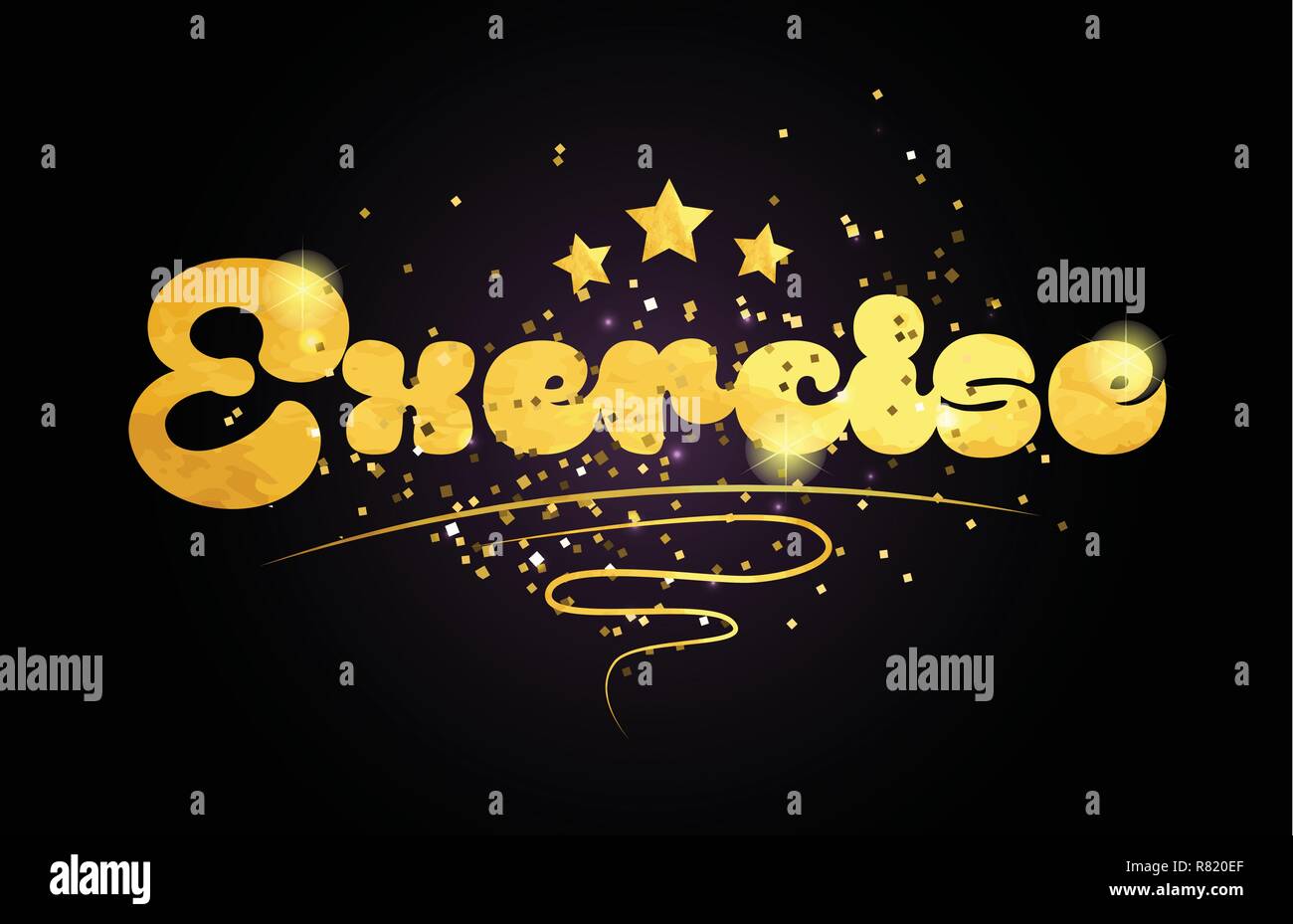 exercise word with star and golden color suitable for card icon or ...
