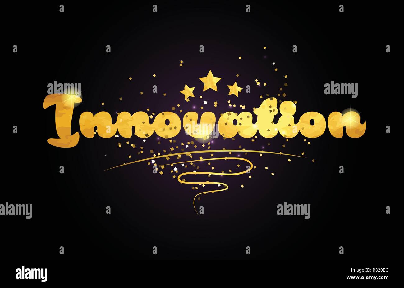 innovation word with star and golden color suitable for card icon or ...