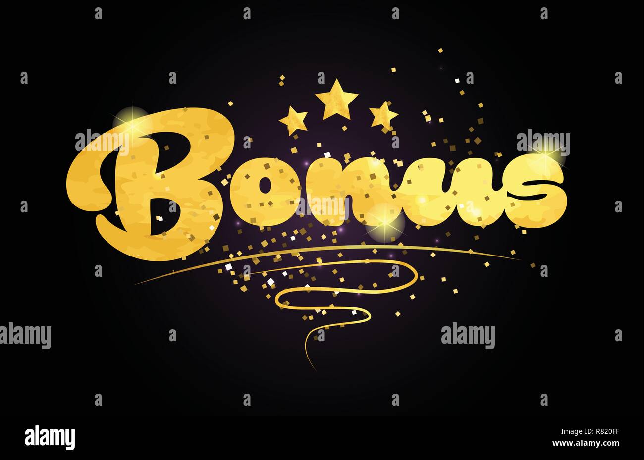 bonus word with star and golden color suitable for card icon or ...