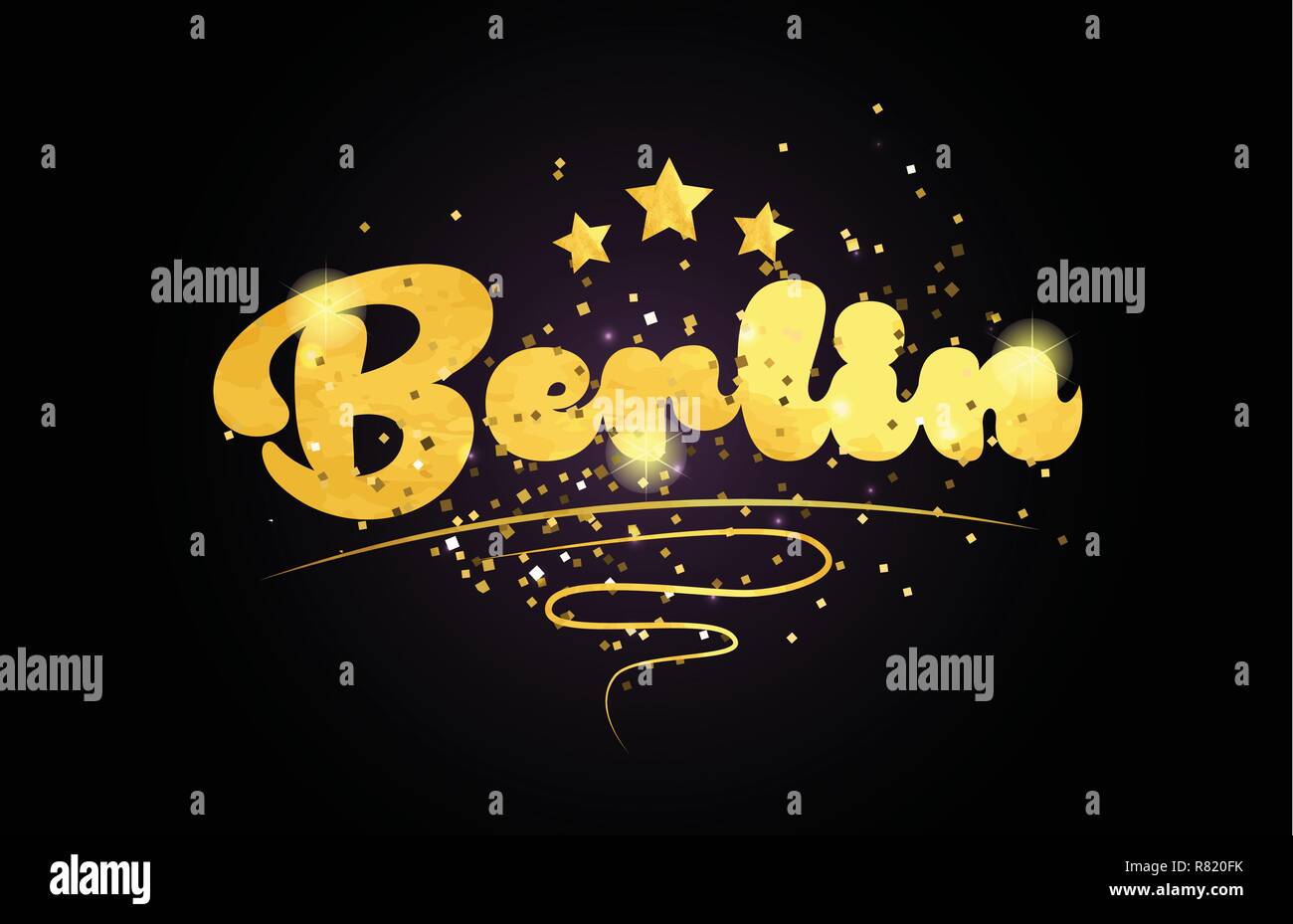 berlin word with star and golden color suitable for card icon or ...