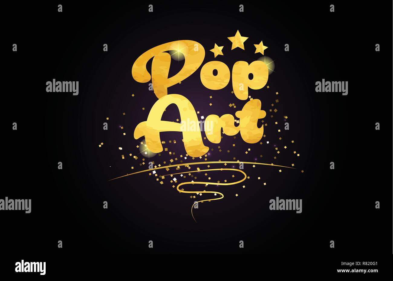 pop art word with star and golden color suitable for card icon or ...