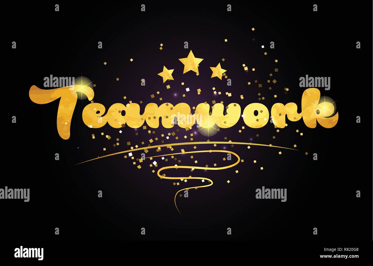 teamwork word with star and golden color suitable for card icon or ...