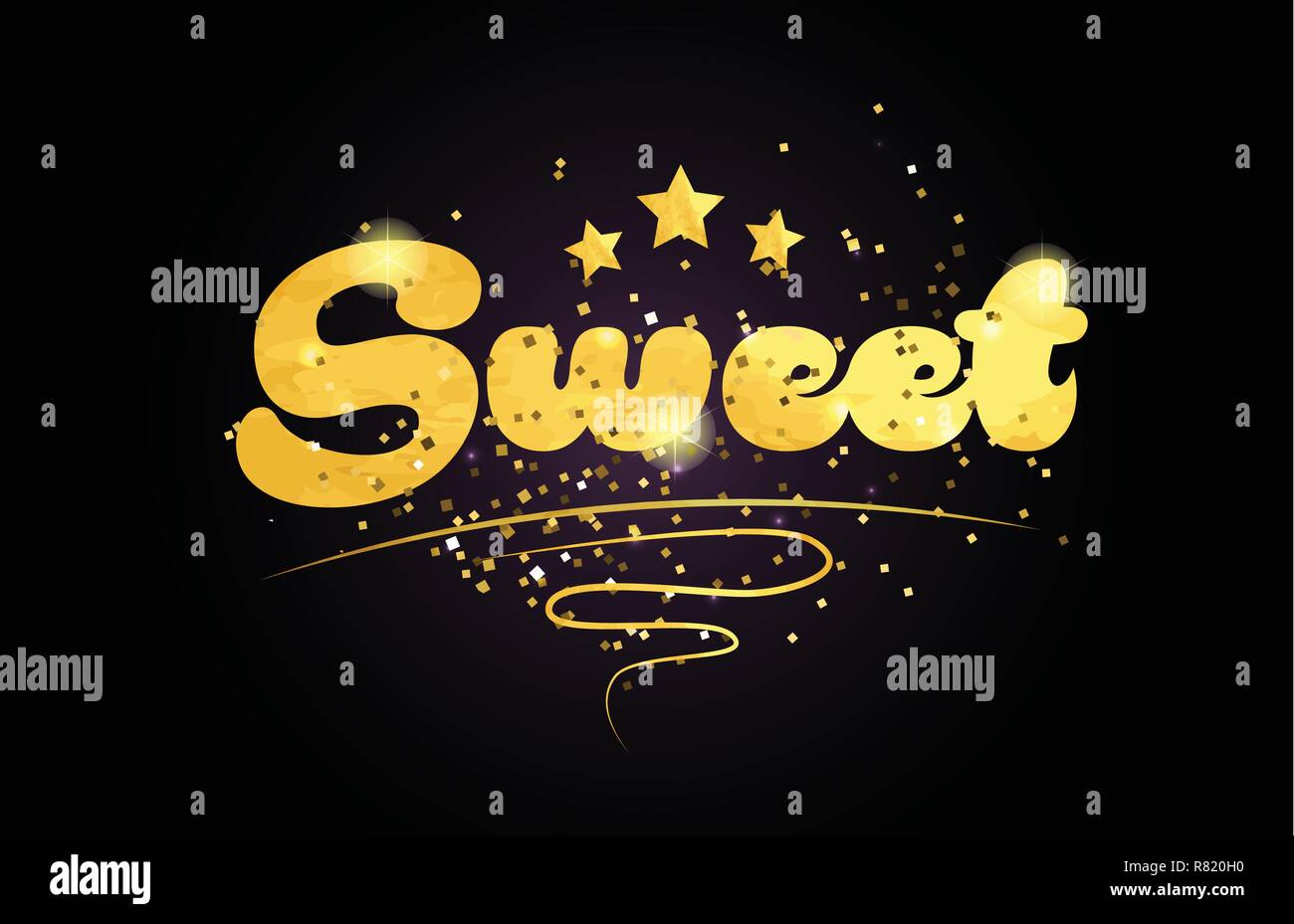 sweet word with star and golden color suitable for card icon or ...