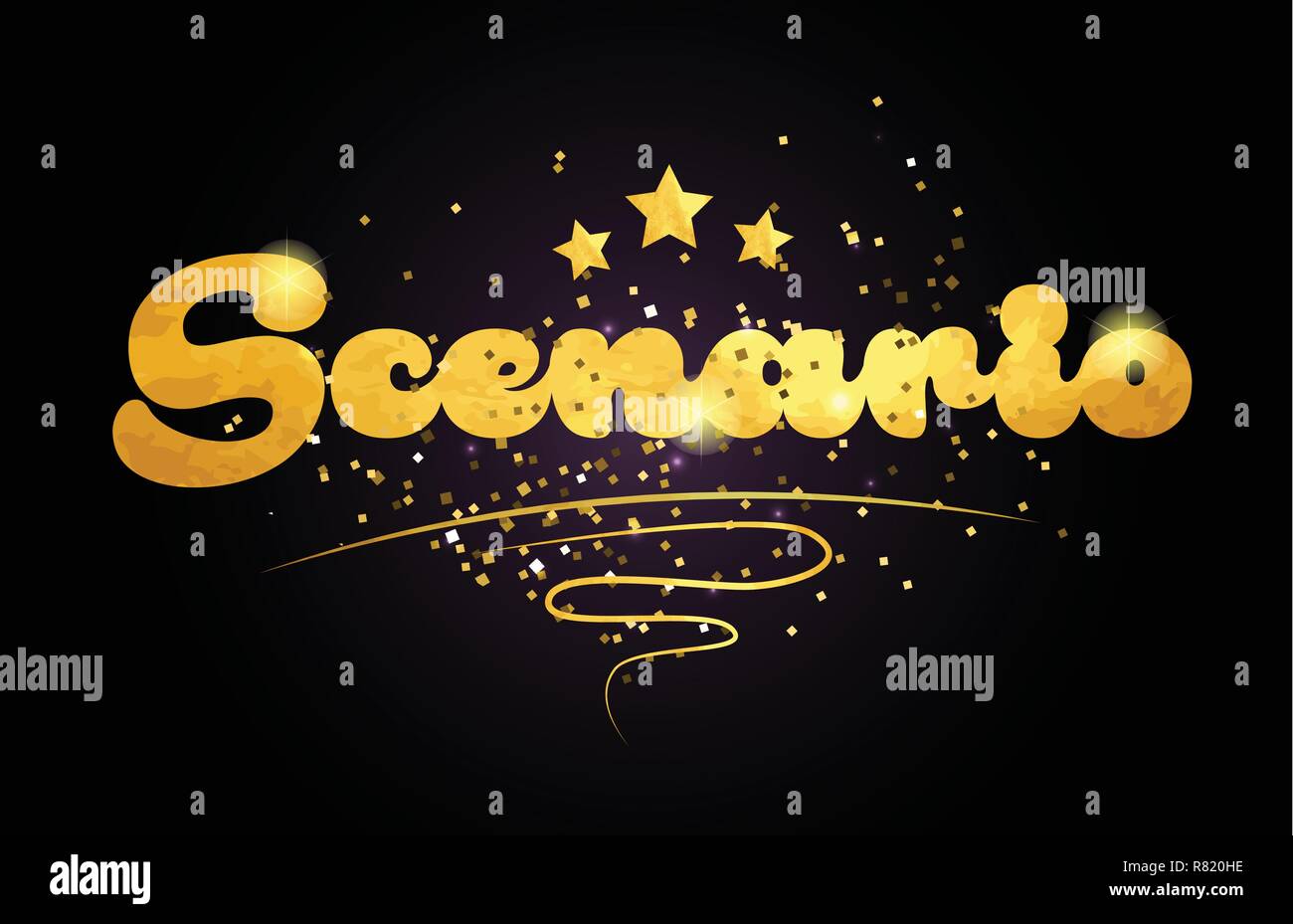 scenario word with star and golden color suitable for card icon or ...
