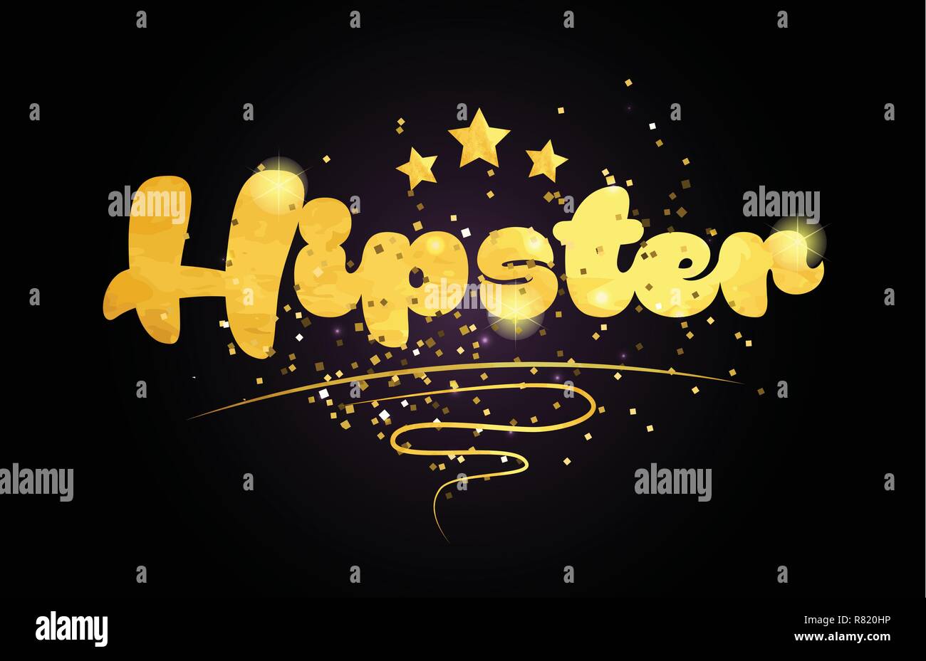 hipster word with star and golden color suitable for card icon or ...