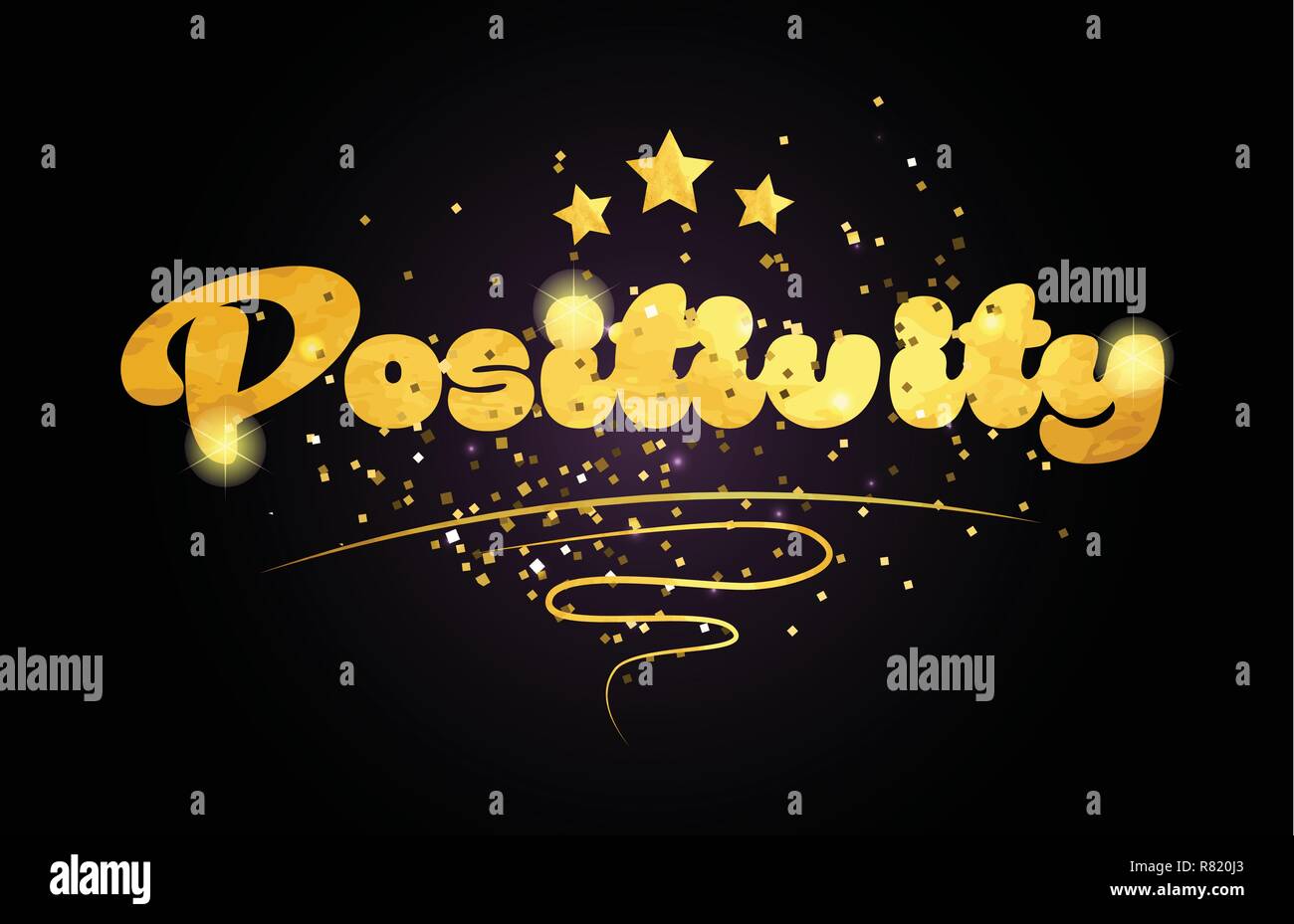 positivity word with star and golden color suitable for card icon or ...