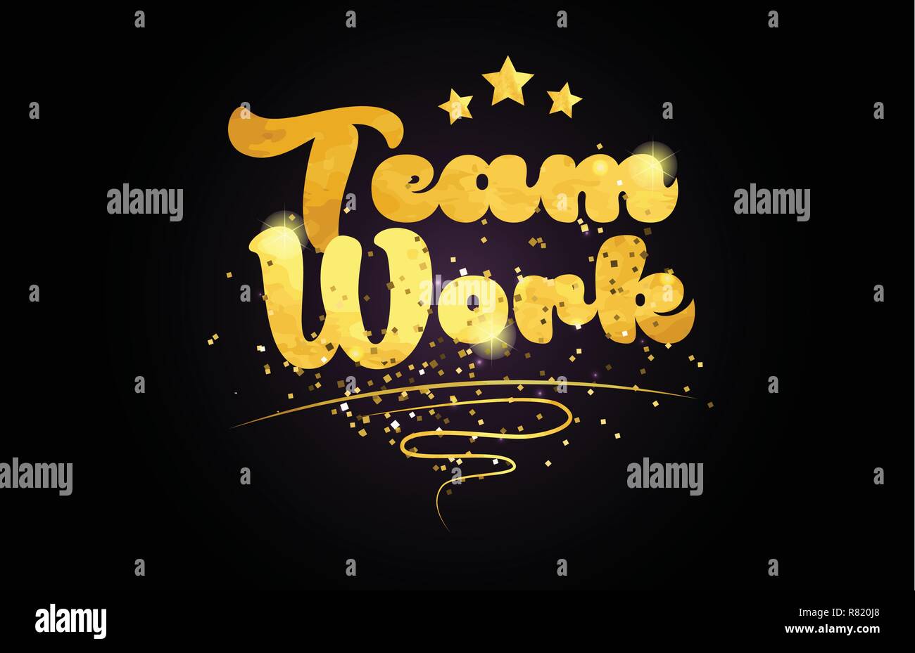 team work word with star and golden color suitable for card icon or ...