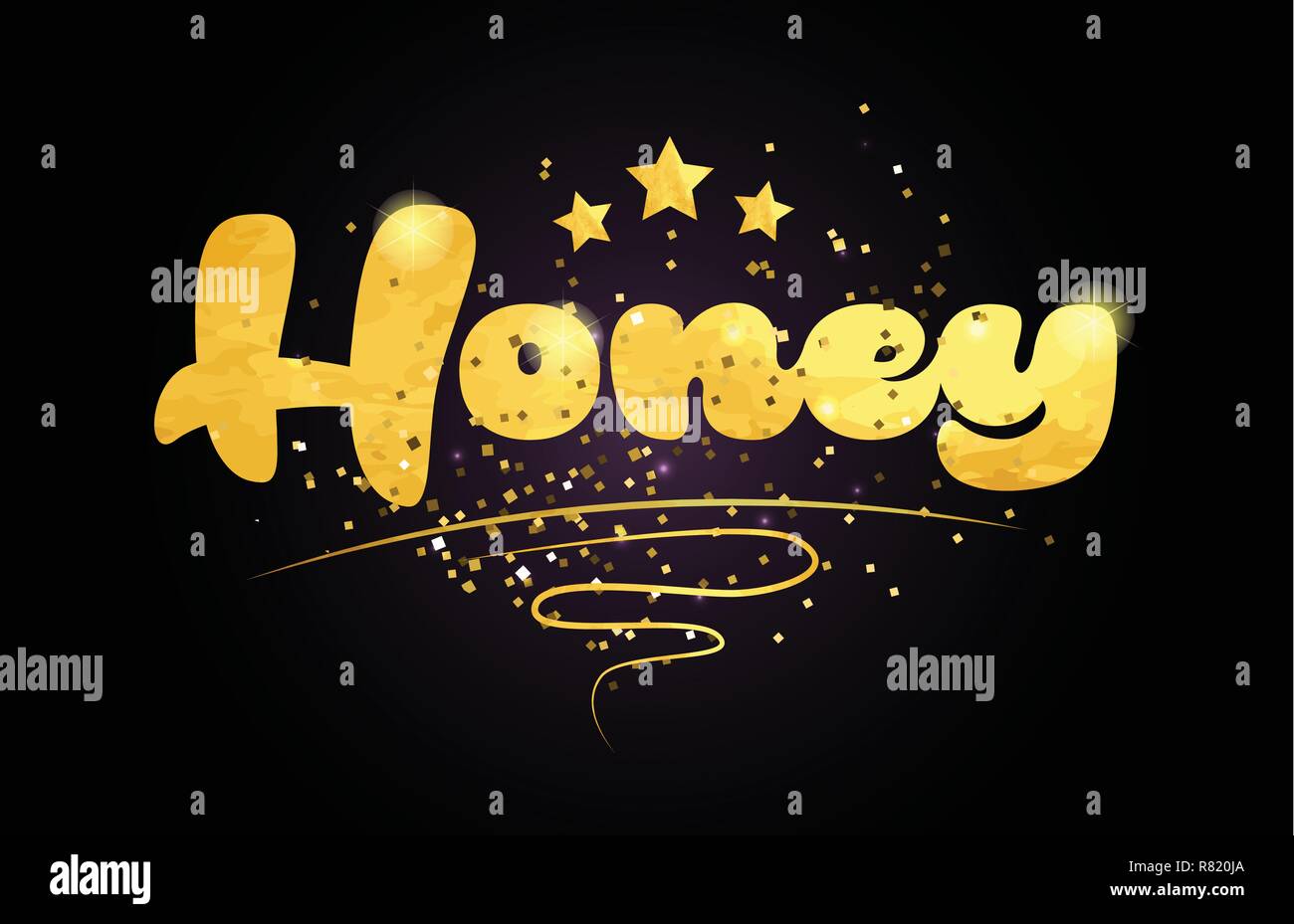 honey word with star and golden color suitable for card icon or ...