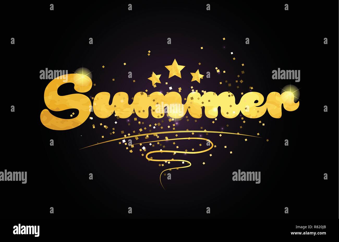 summer word with star and golden color suitable for card icon or ...