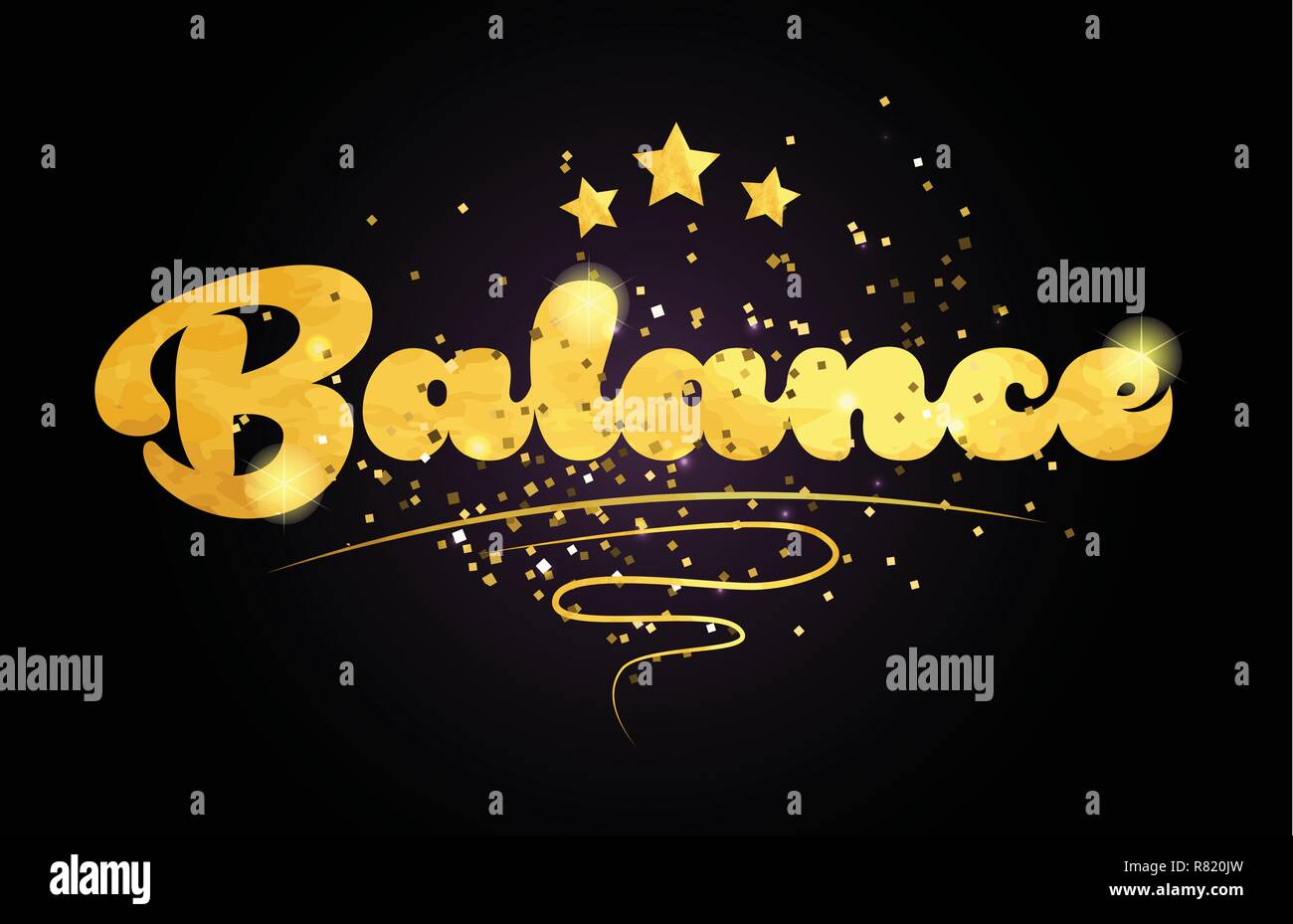 balance word with star and golden color suitable for card icon or ...