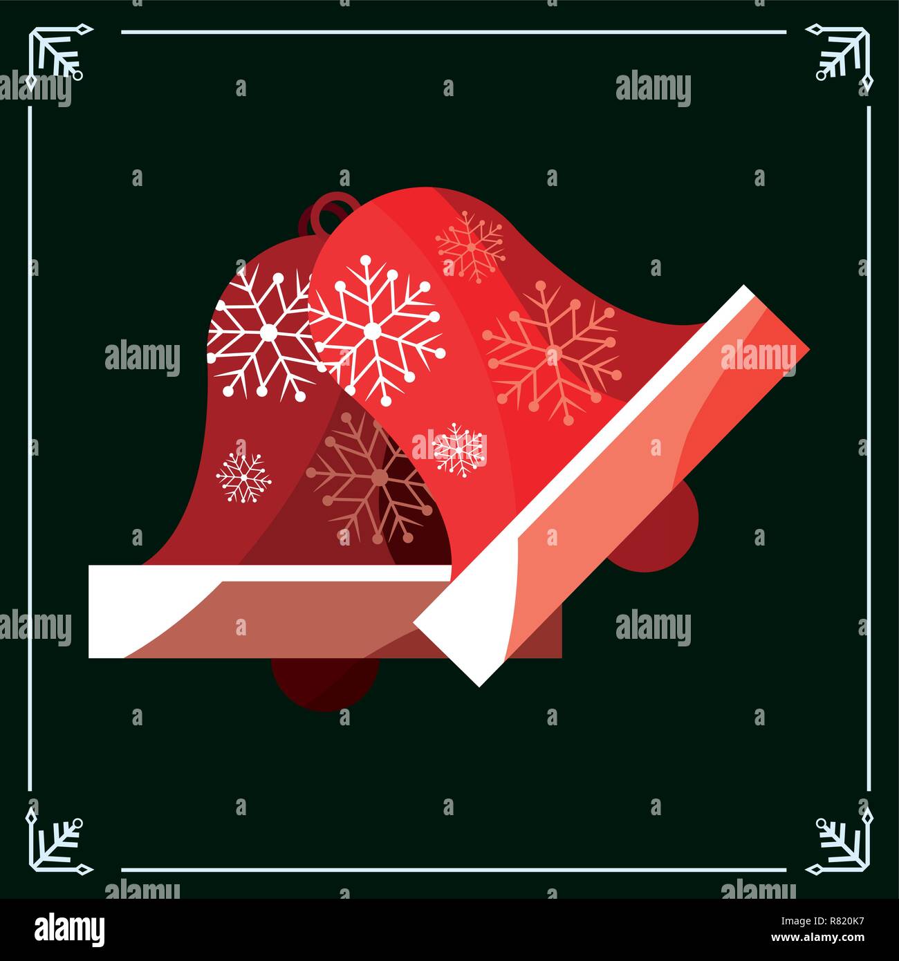 bells decoration christmas green background vector illustration Stock ...