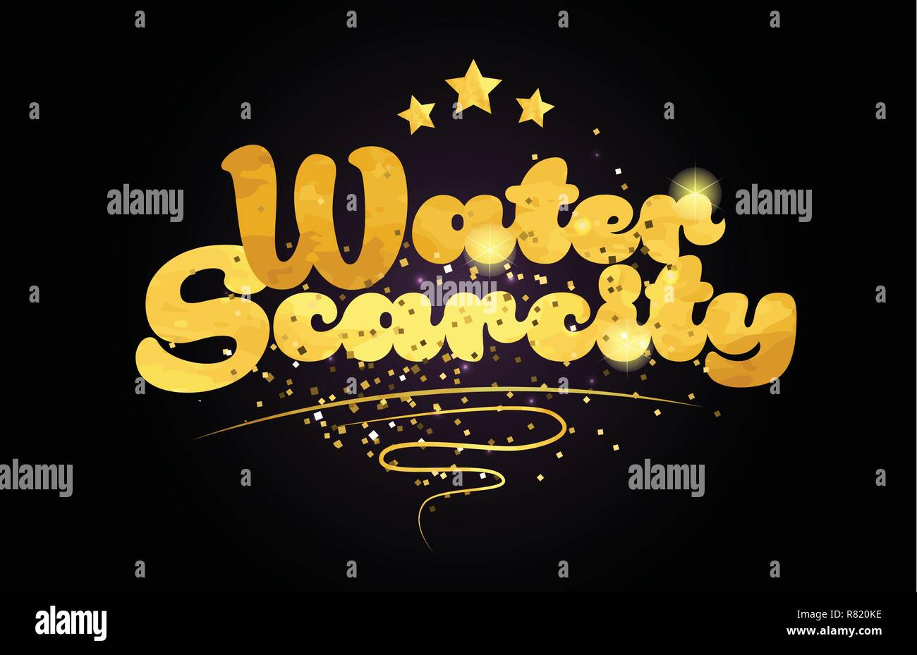 water scarcity word with star and golden color suitable for card icon ...