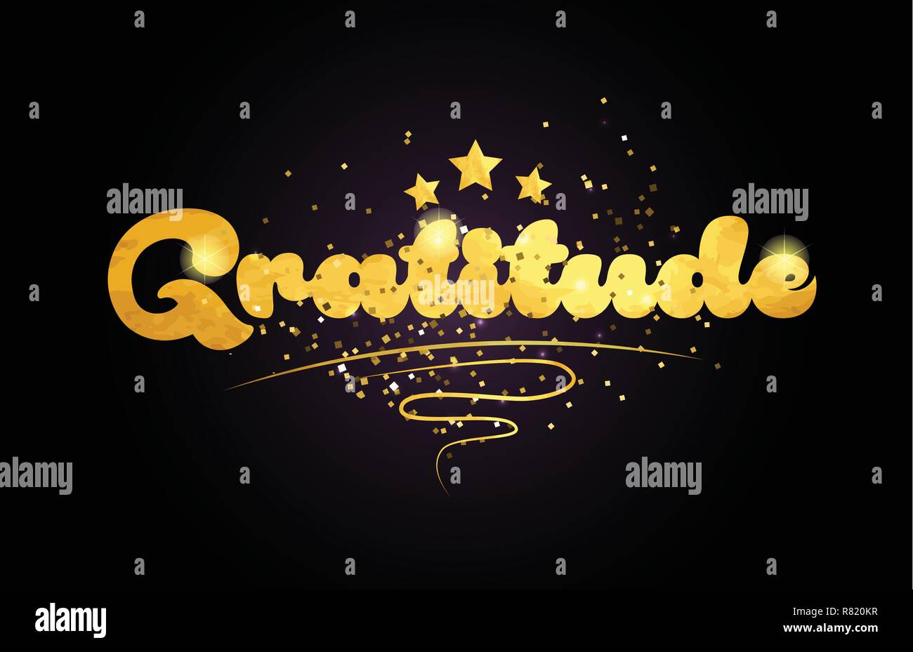 gratitude word with star and golden color suitable for card icon or ...