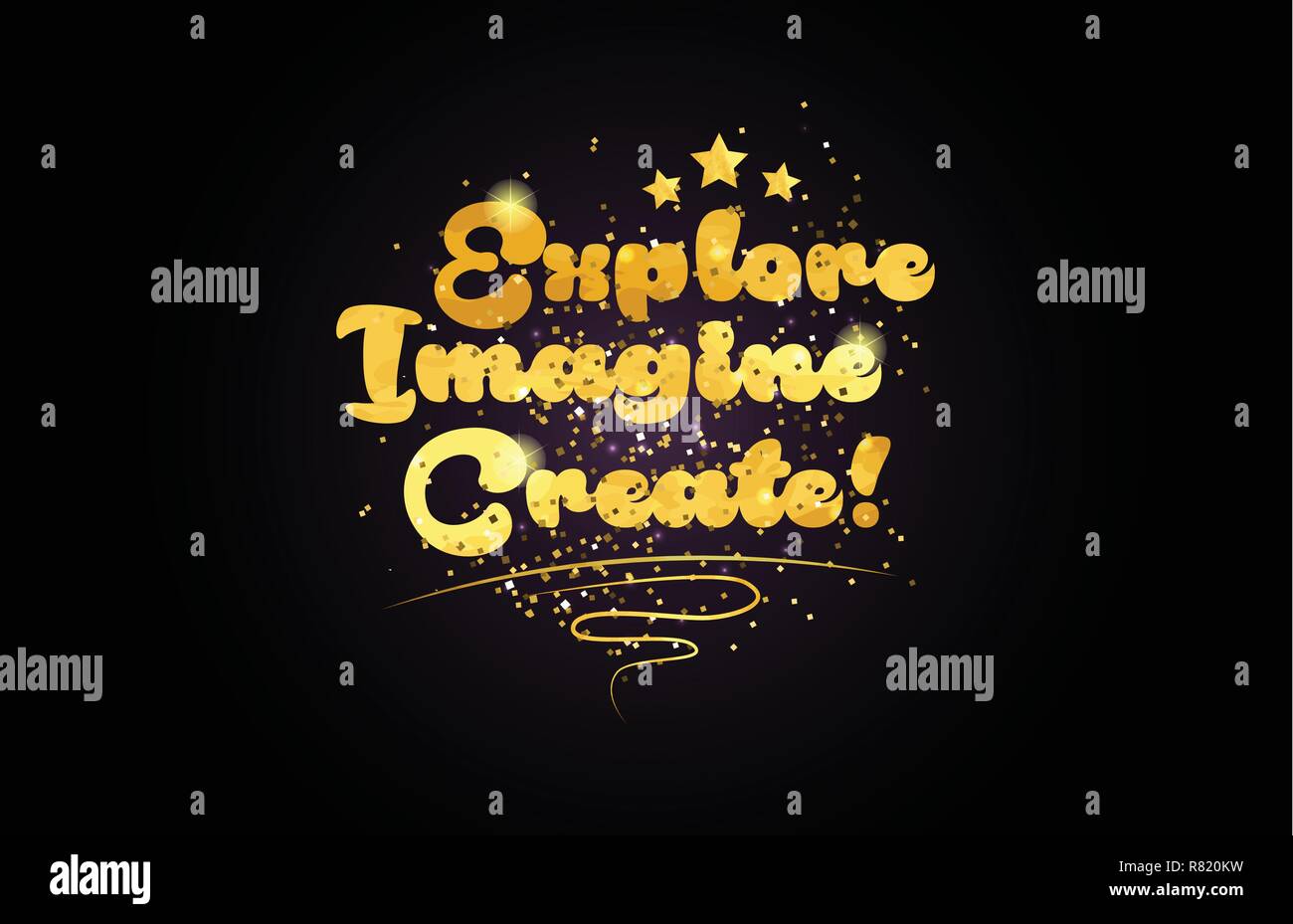 explore imagine create word with star and golden color suitable for ...