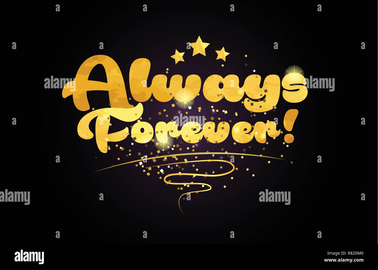 always forever word with star and golden color suitable for card icon ...