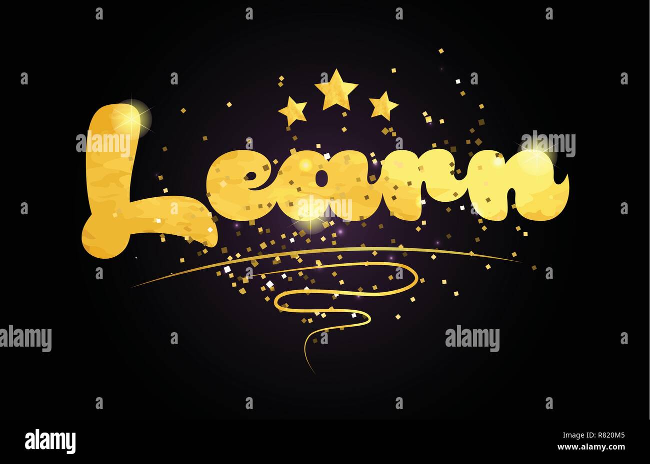 learn word with star and golden color suitable for card icon or ...