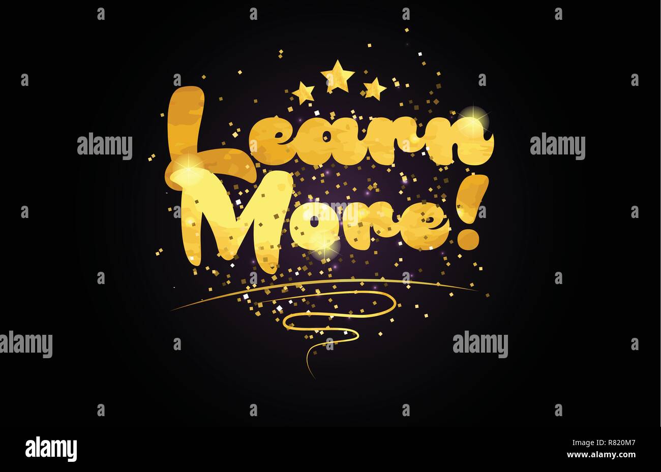 learn more word with star and golden color suitable for card icon or ...