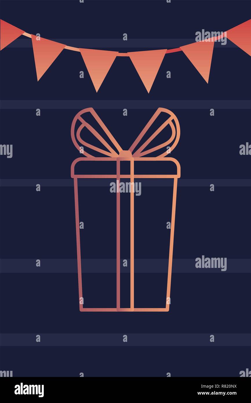 gift garland decoration dark background card vector illustration Stock ...