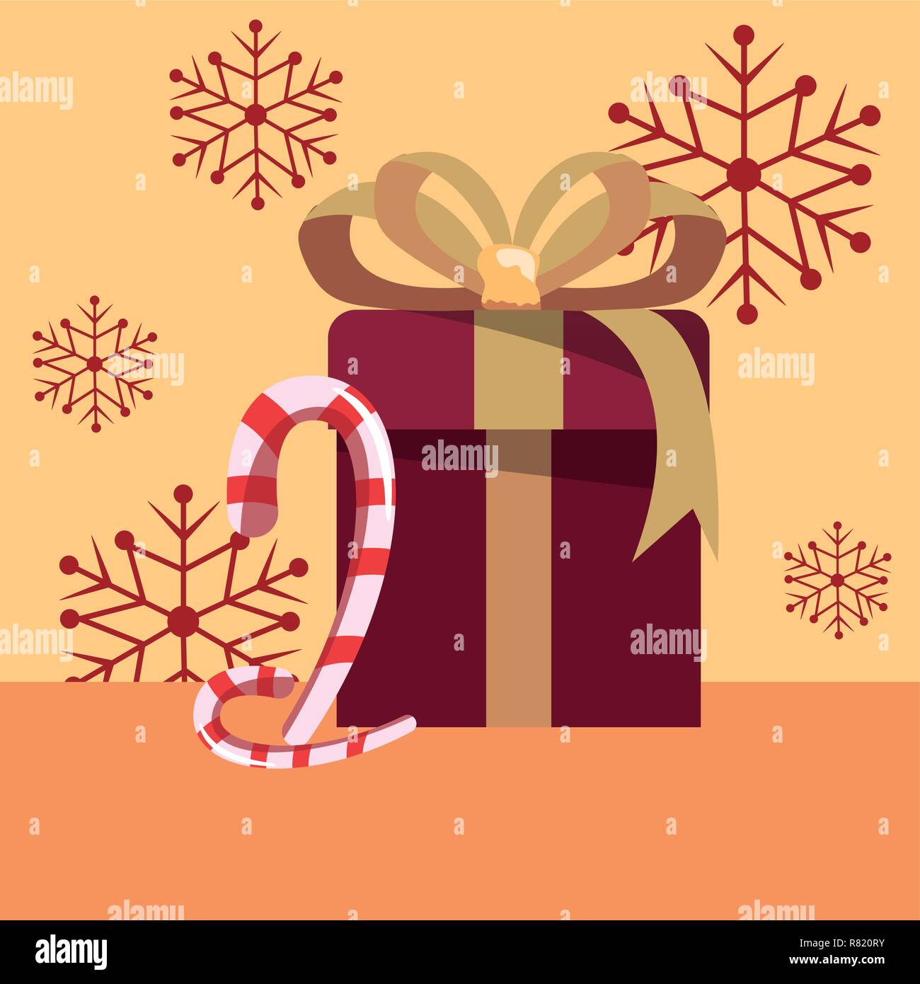 christmas gift box candy cane decoration vector illustration Stock ...