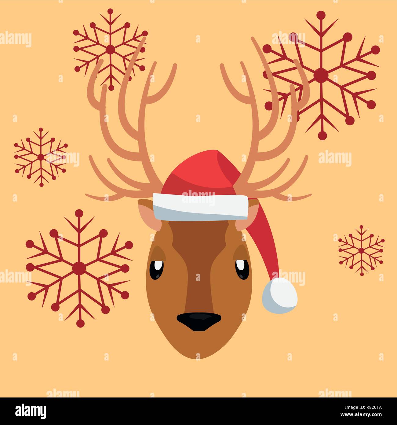 christmas reindeer snowflake decoration design vector illustration ...