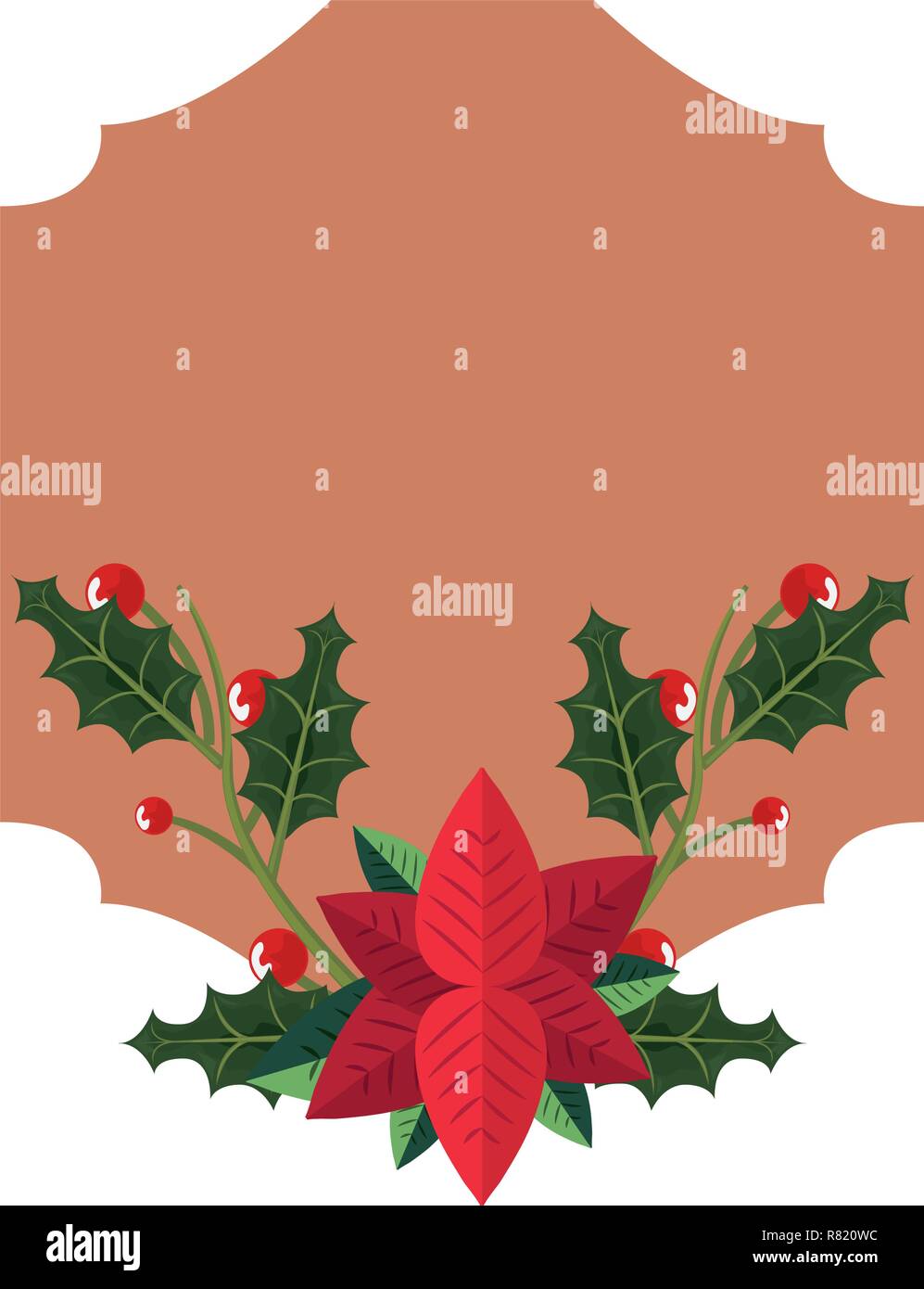 christmas label flower leaves ornament vector illustration Stock Vector ...