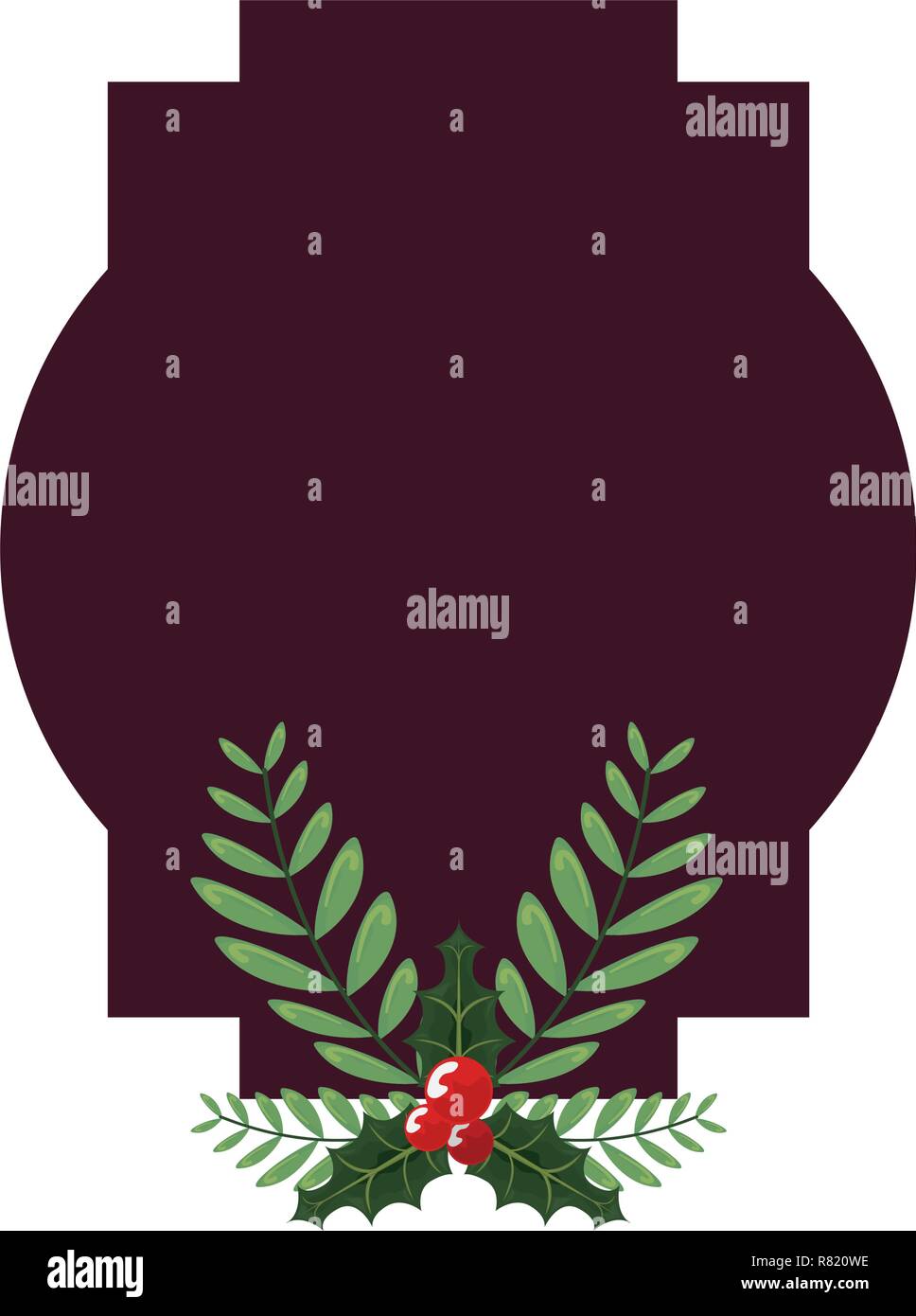 christmas label flower leaves ornament vector illustration Stock Vector ...
