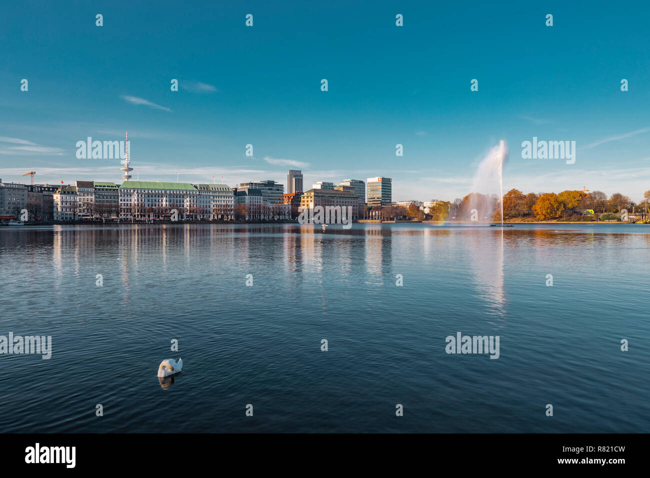 Hamburg, Germany - November 15, 2018: View of the Binnenalster and its ...