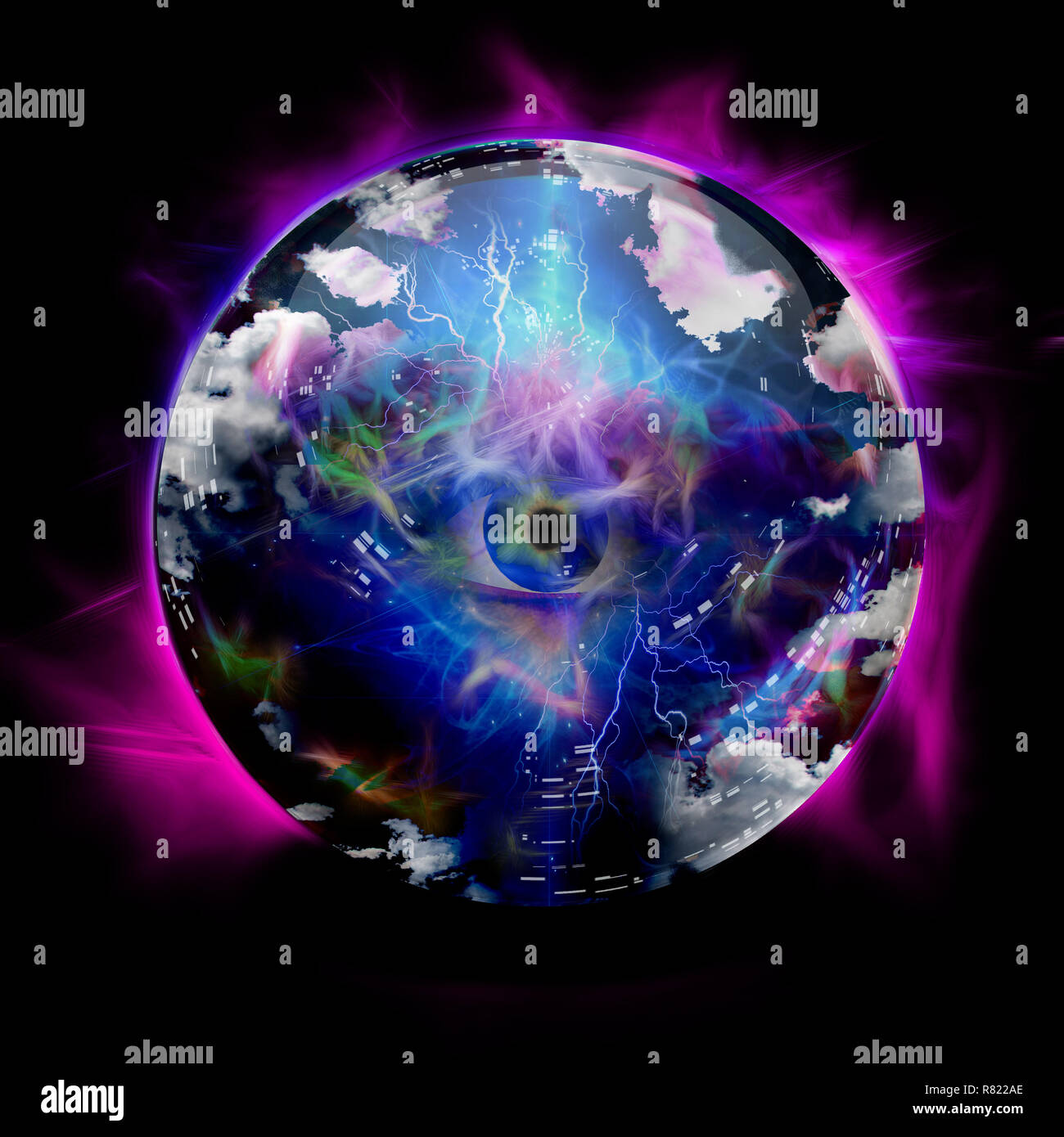 Crystal ball with all seeing eye Stock Photo - Alamy