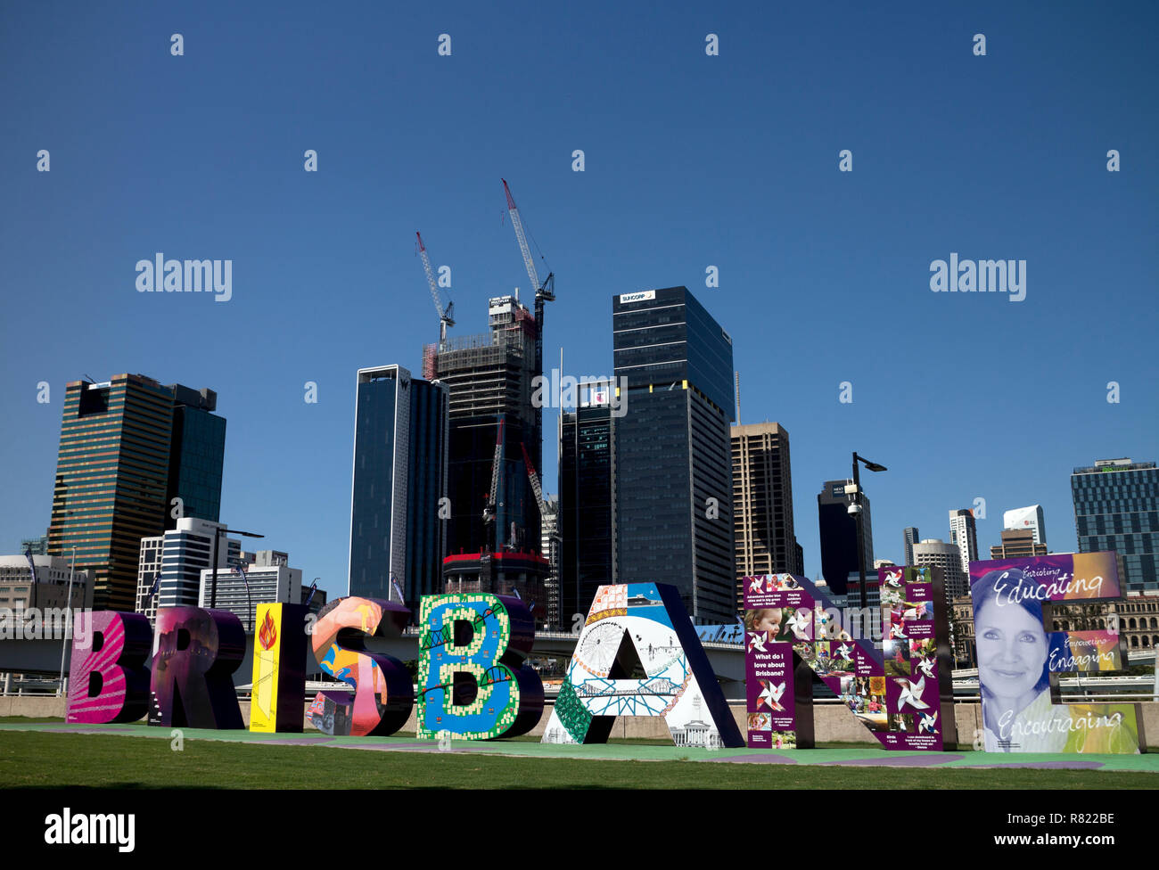 Brisbane name on South Bank, Brisbane, Queensland, Australia Stock ...