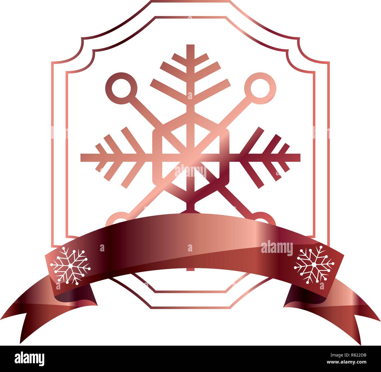 christmas snowflake ribbon glowing decoration vector illustration Stock ...