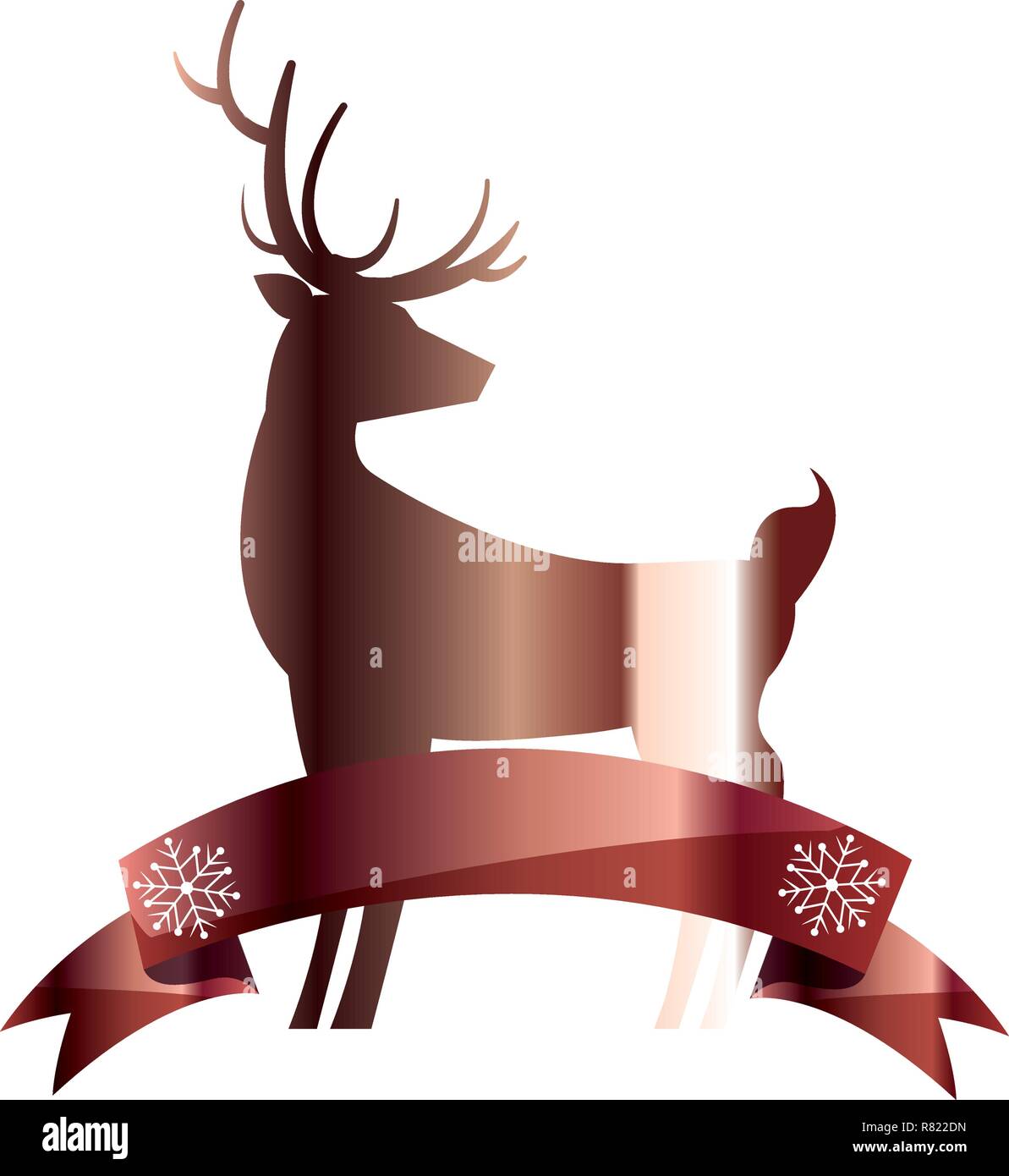 christmas deer ribbon glowing decoration vector illustration Stock ...