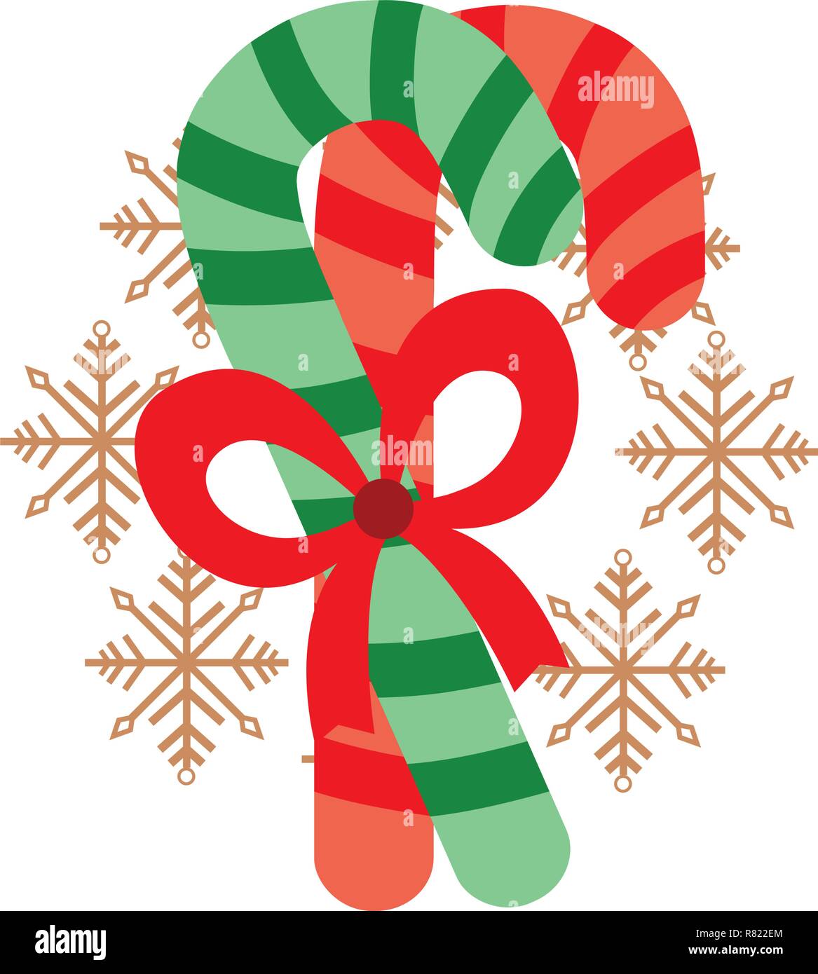 christmas candy canes snowflake decoration vector illustration Stock ...