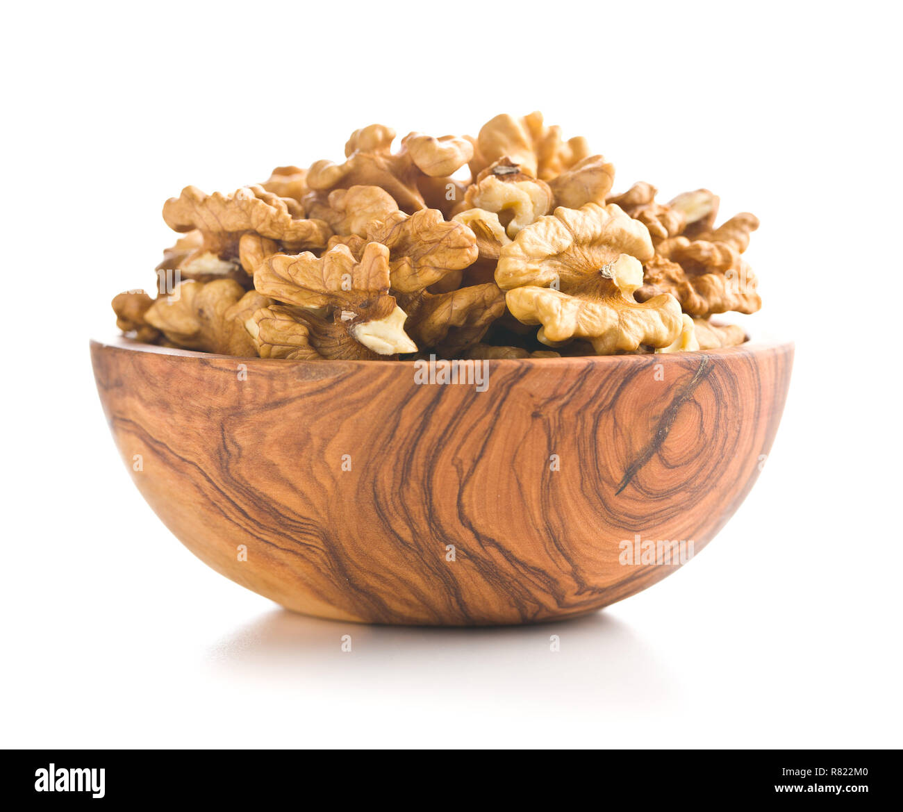 The walnut kernels in bowl isolated on white background Stock Photo - Alamy