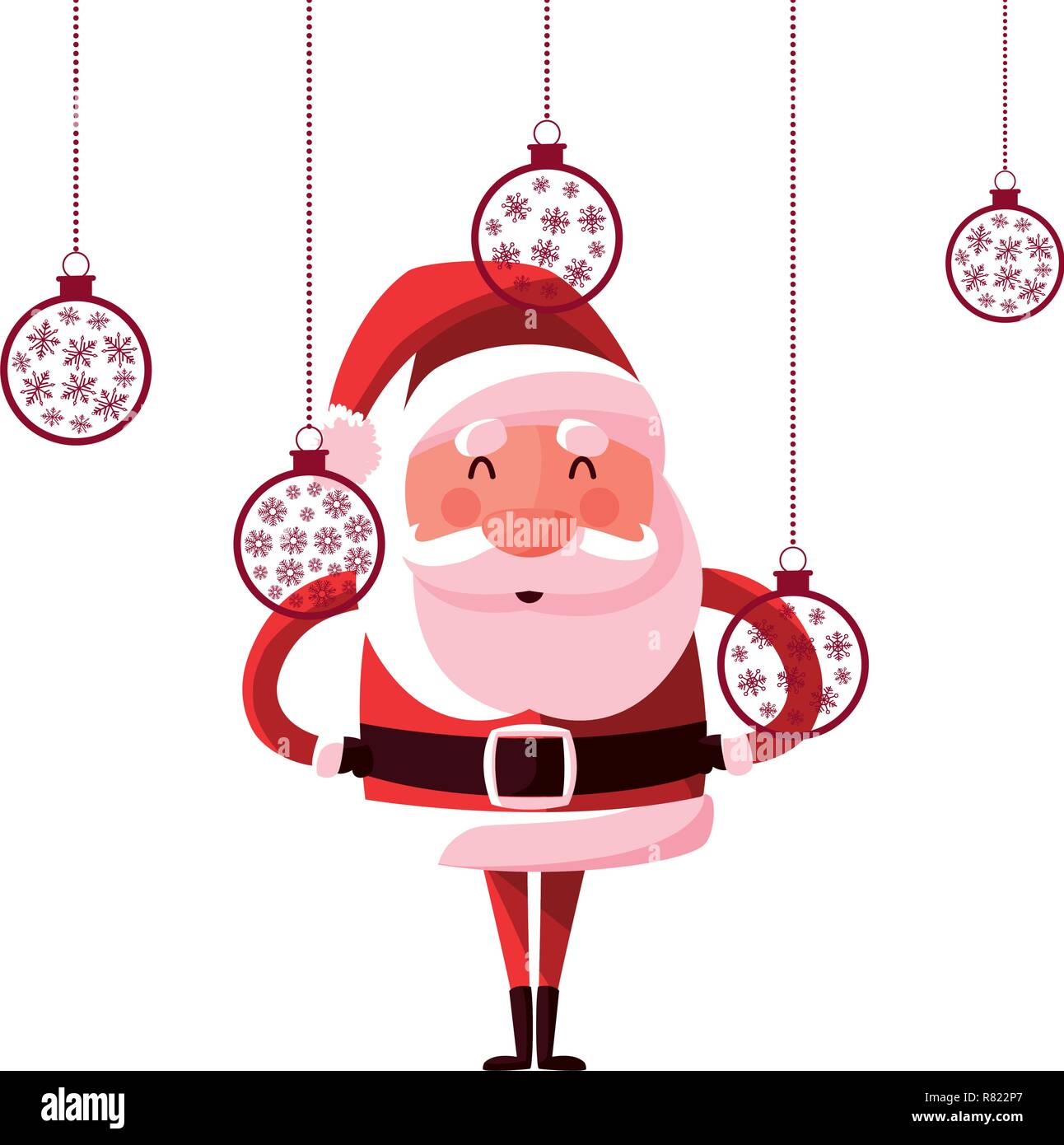 christmas santa claus balls decoration vector illustration Stock Vector ...