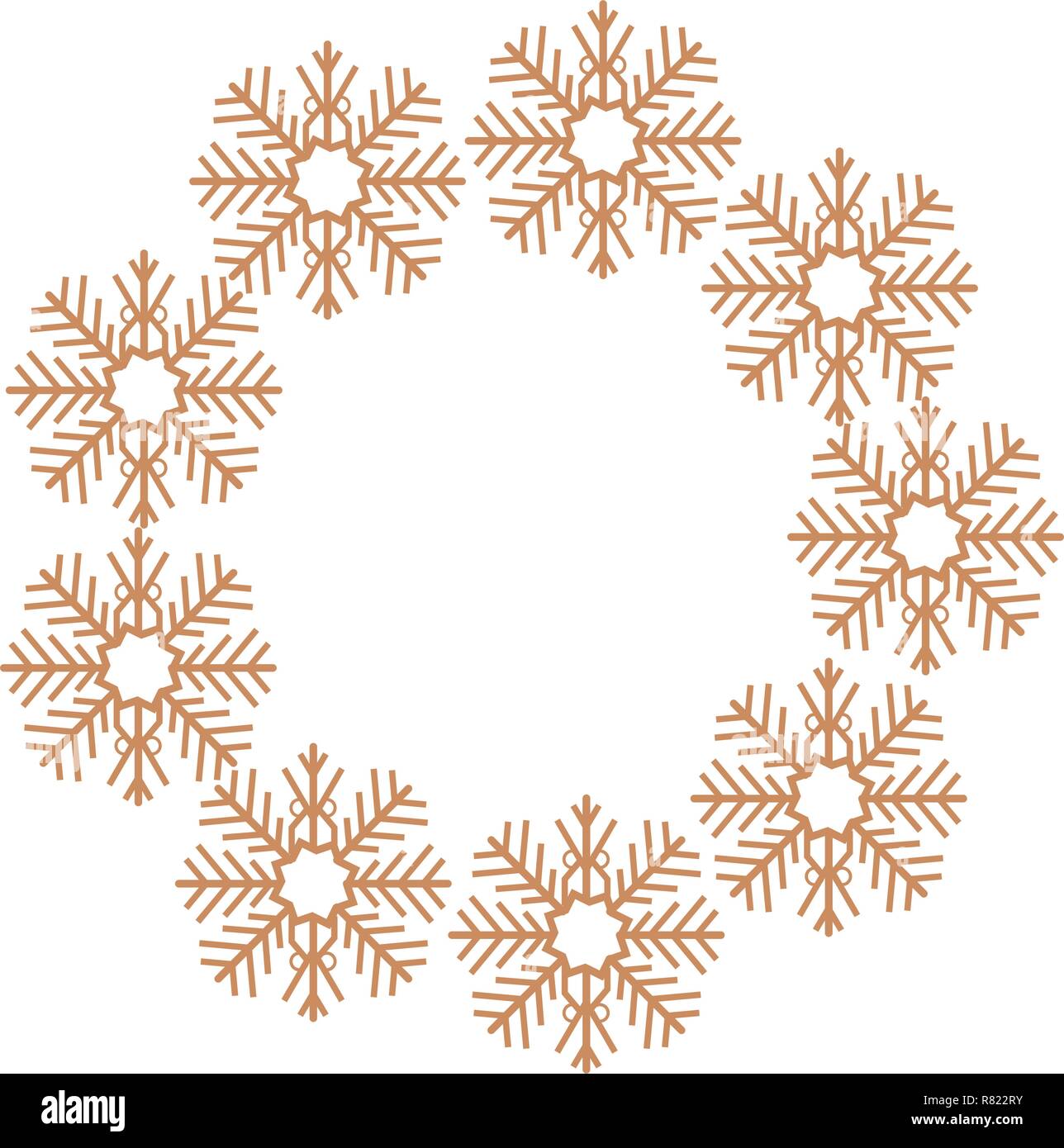 christmas golden wreath snowflakes decoration vector illustration Stock ...