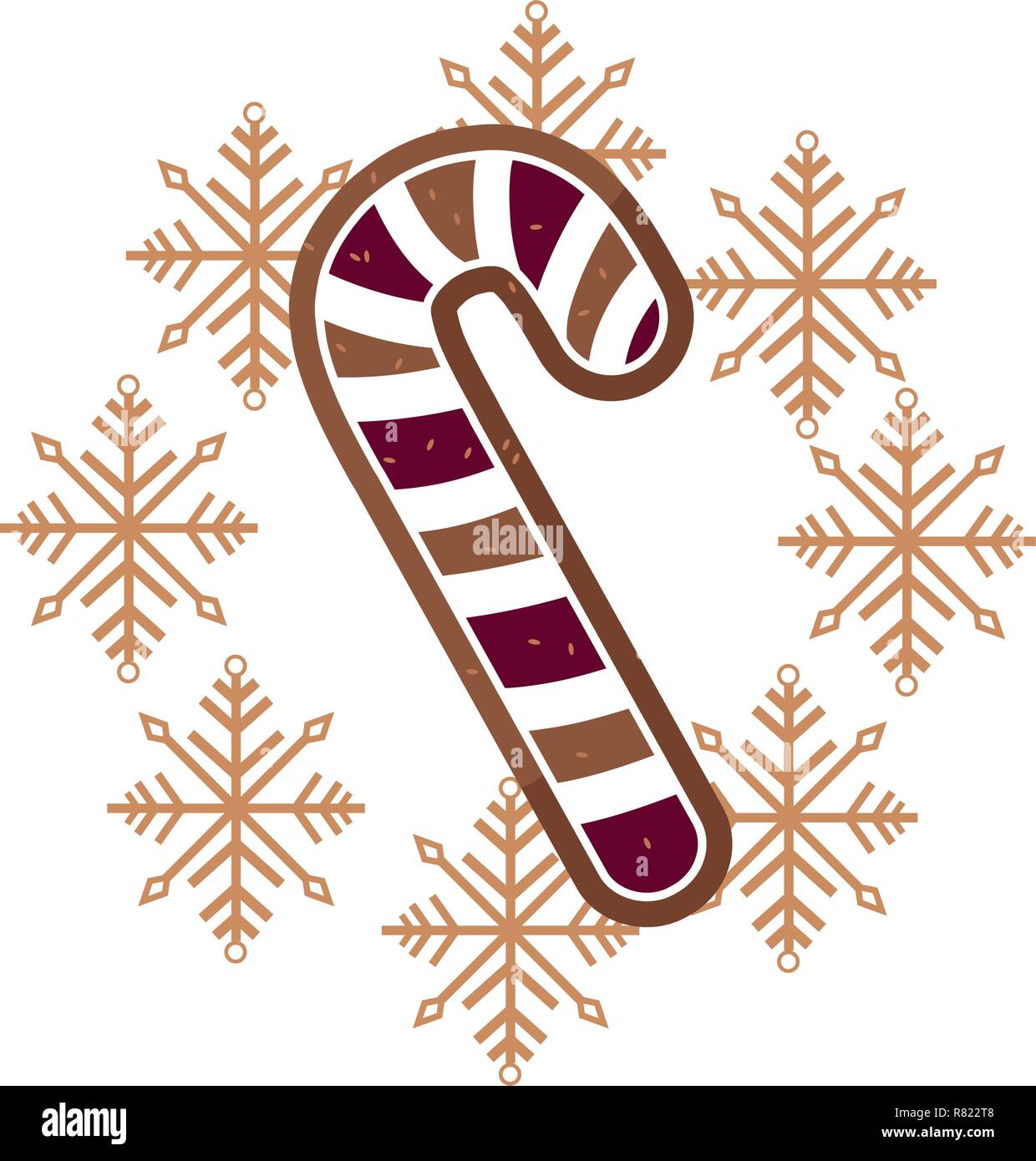 christmas candy cane snowflakes decoration vector illustration Stock ...