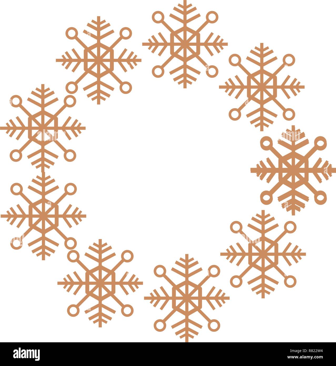 christmas golden wreath snowflakes decoration vector illustration Stock ...