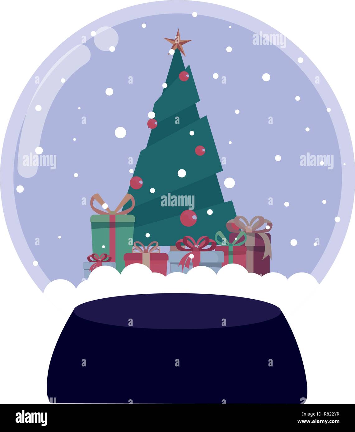 christmas tree gifts snow globe decoration vector illustration Stock ...