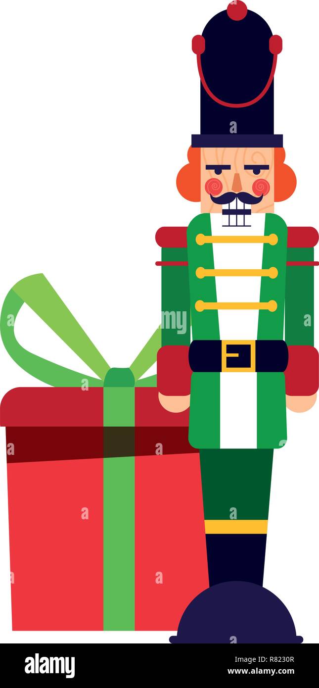 nutcracker christmas gift box decoration vector illustration Stock ...