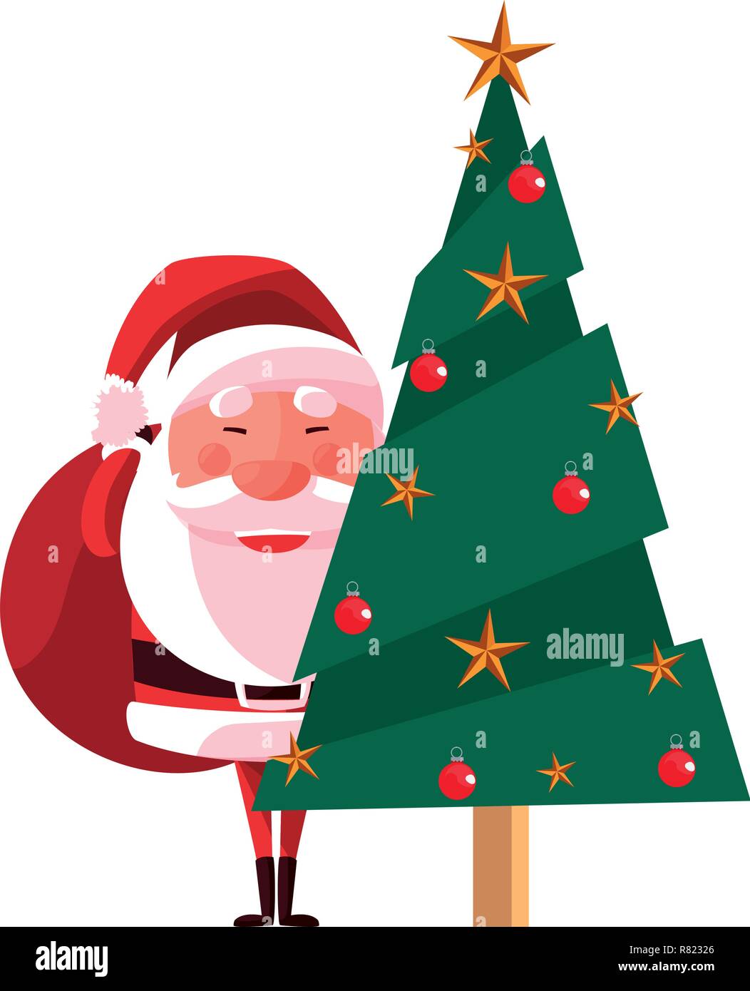 christmas santa claus tree decoration vector illustration Stock Vector ...