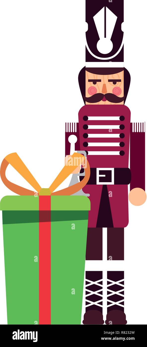 nutcracker christmas gift box decoration vector illustration Stock ...