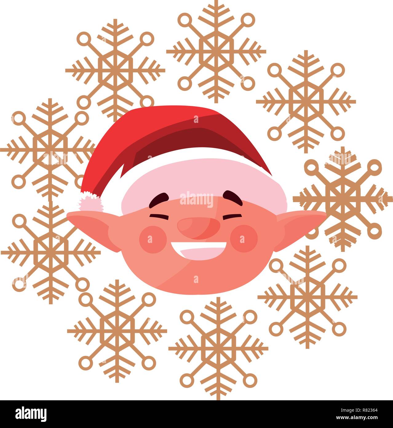 christmas elf face wreath decoration vector illustration Stock Vector ...