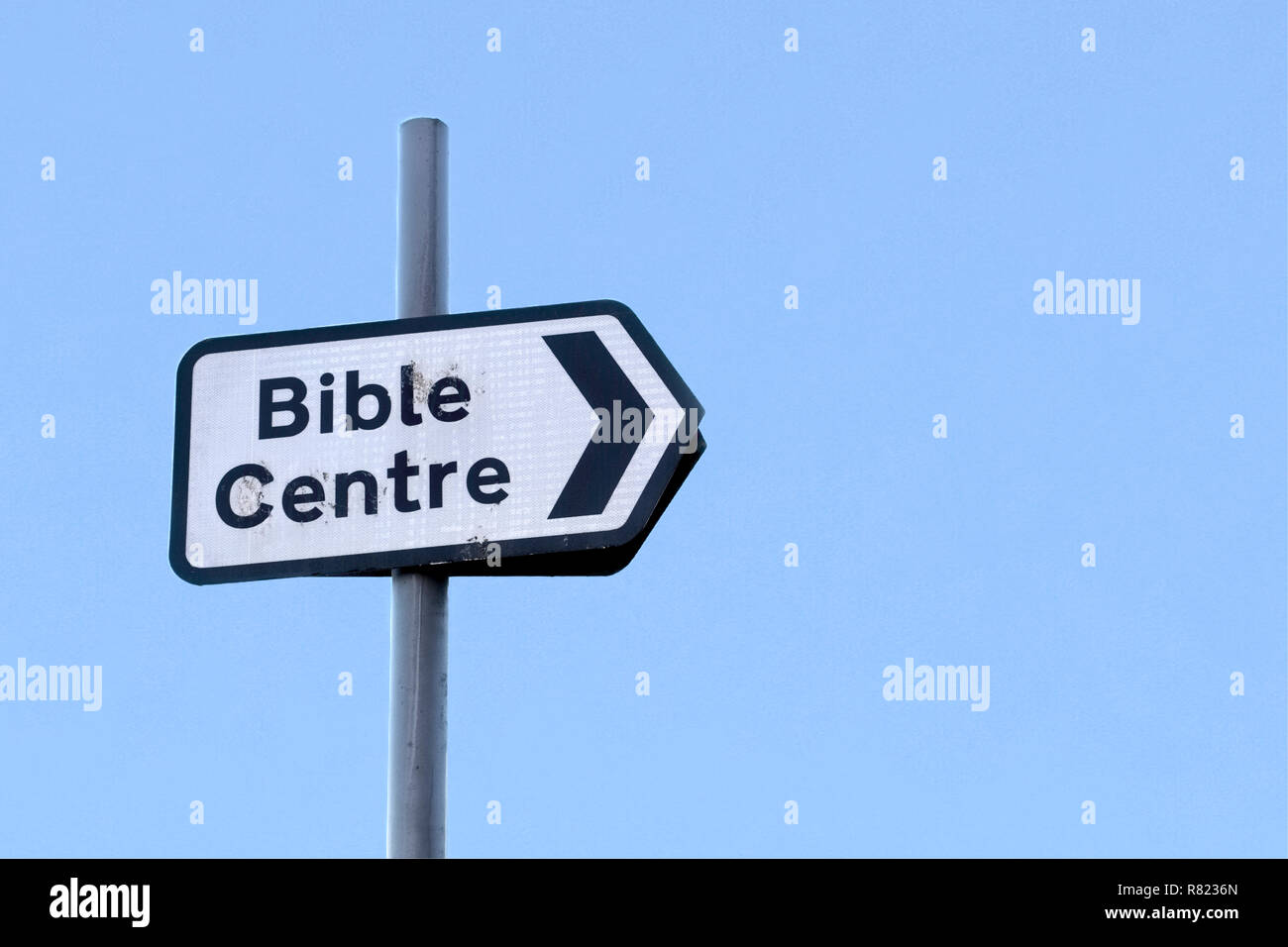 Bible centre sign arrow to religious church chapel Stock Photo - Alamy