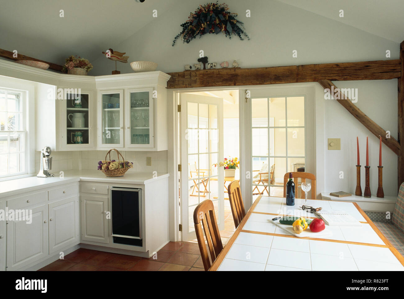 Luxury White Kitchen Interior in the Northeastern United States Stock ...