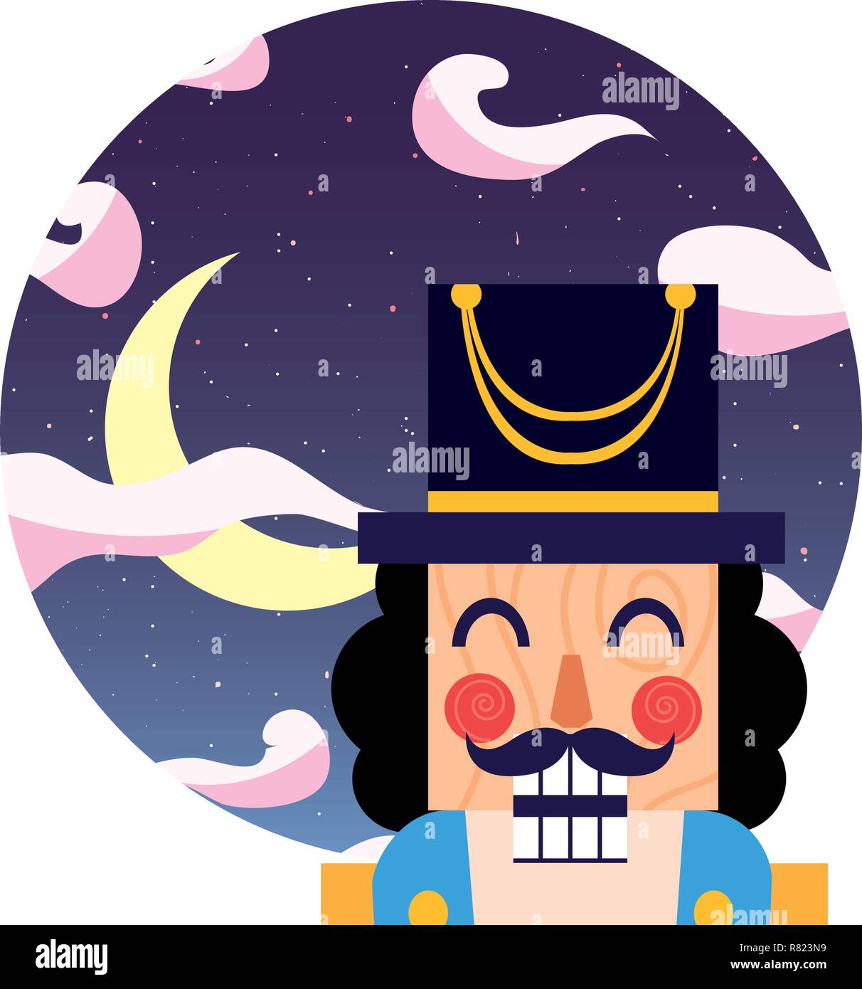 christmas nutcracker face night landscape vector illustration Stock ...