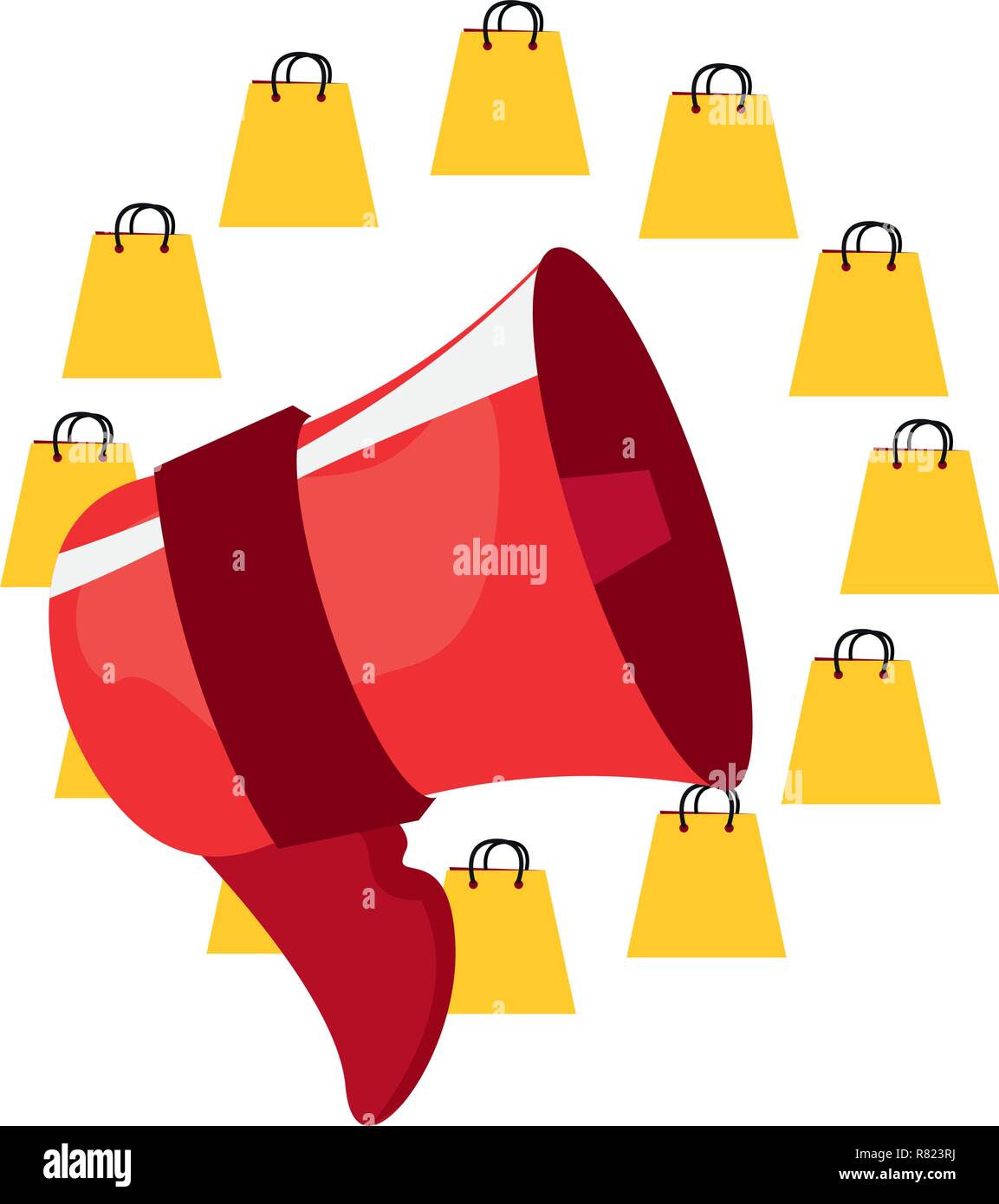 megaphone shopping online bags on white background vector illustration ...