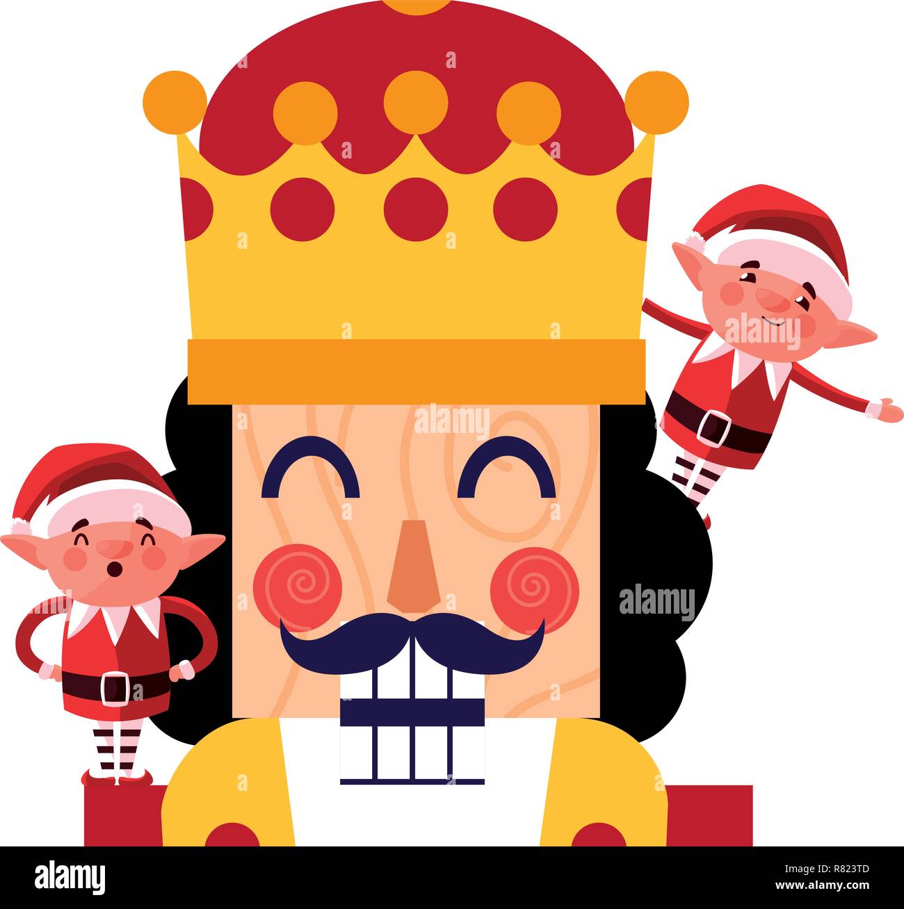 christmas nutcracker and elves decoration vector illustration Stock ...
