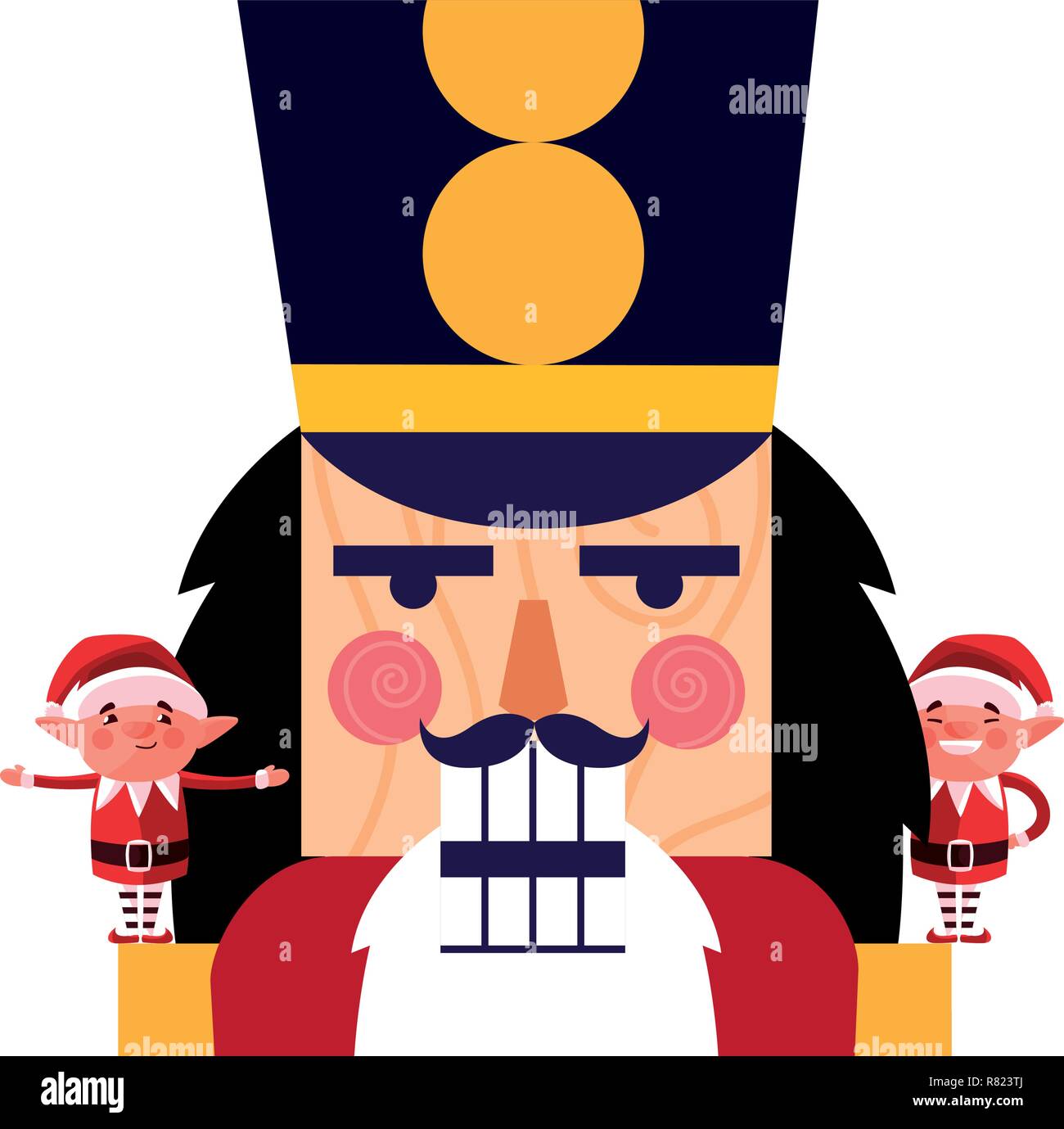 christmas nutcracker and elves decoration vector illustration Stock ...